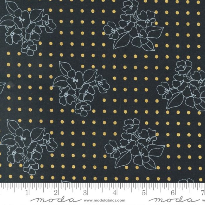 Moda Fabrics Gilded Flower Dot Metallic Ink Gold