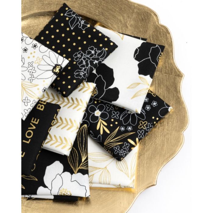 Moda Fabrics Gilded Kind Words Canvas Metallic Paper Gold